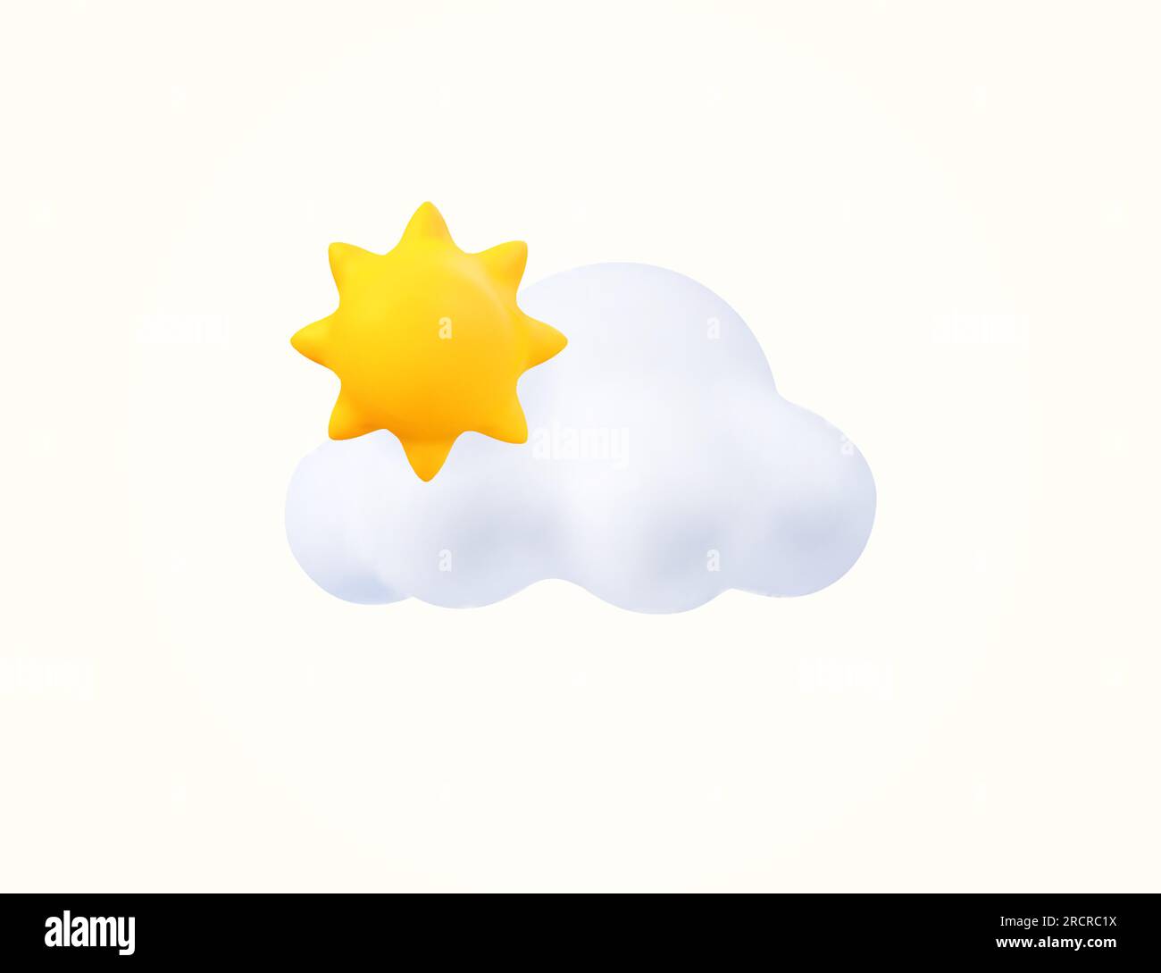 3d cloud with sun, minimal style, isolated on background. Concept for ...
