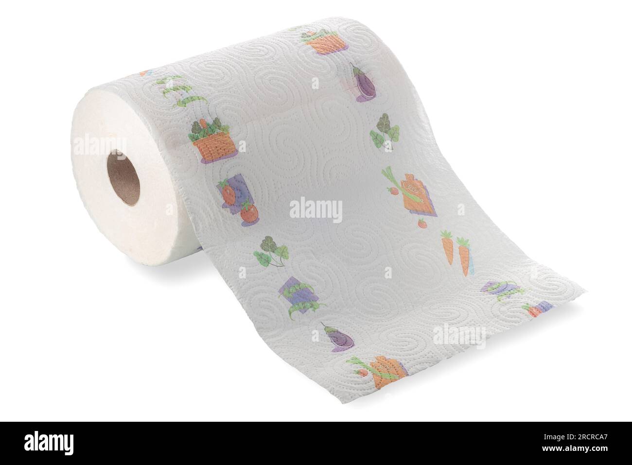 Large roll of white paper towels decorated with vegetable designs ...