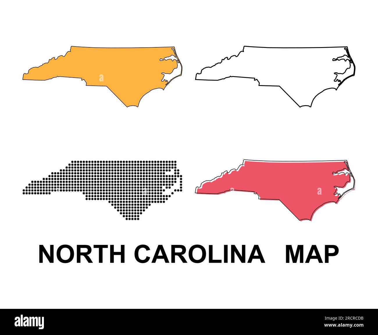 Set of North Carolina map, united states of america. Flat concept ...