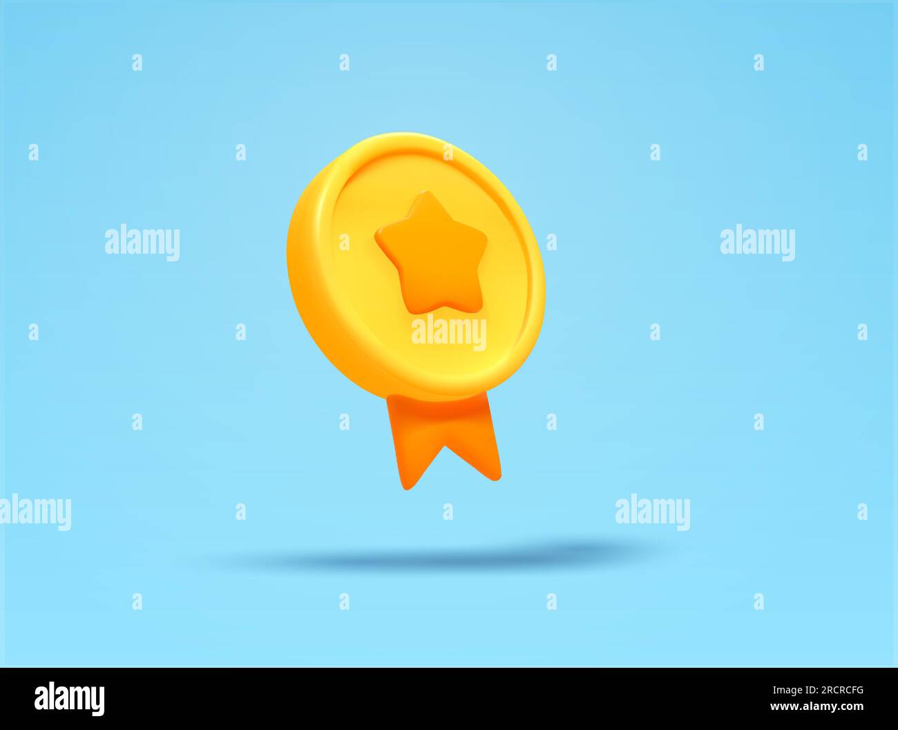3d yellow and golden medal with star, minimal style, isolated on ...