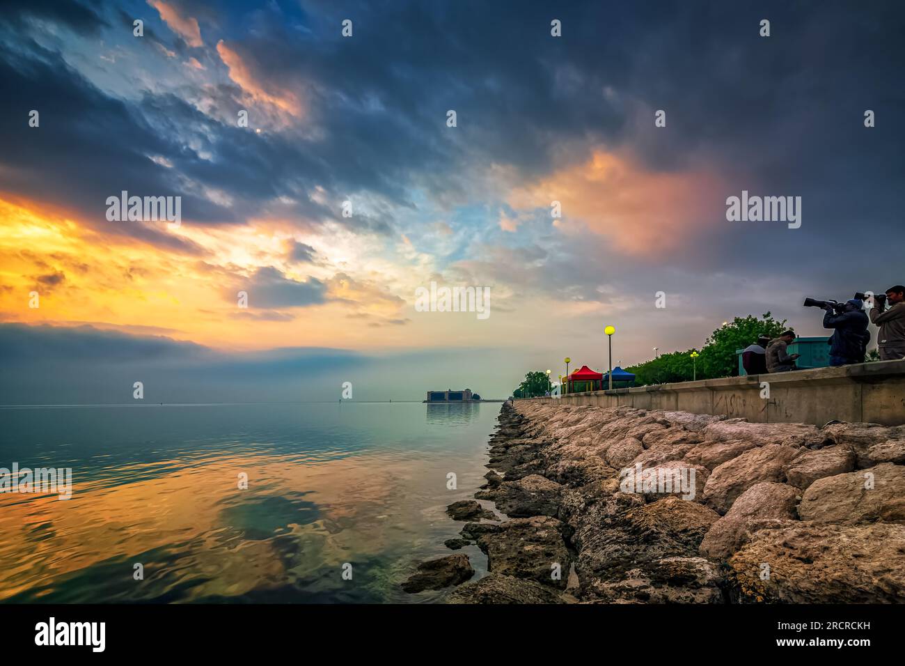 Dramatic sunrise clouds view in Alkhobar sea side Saudi Arabia. City ...