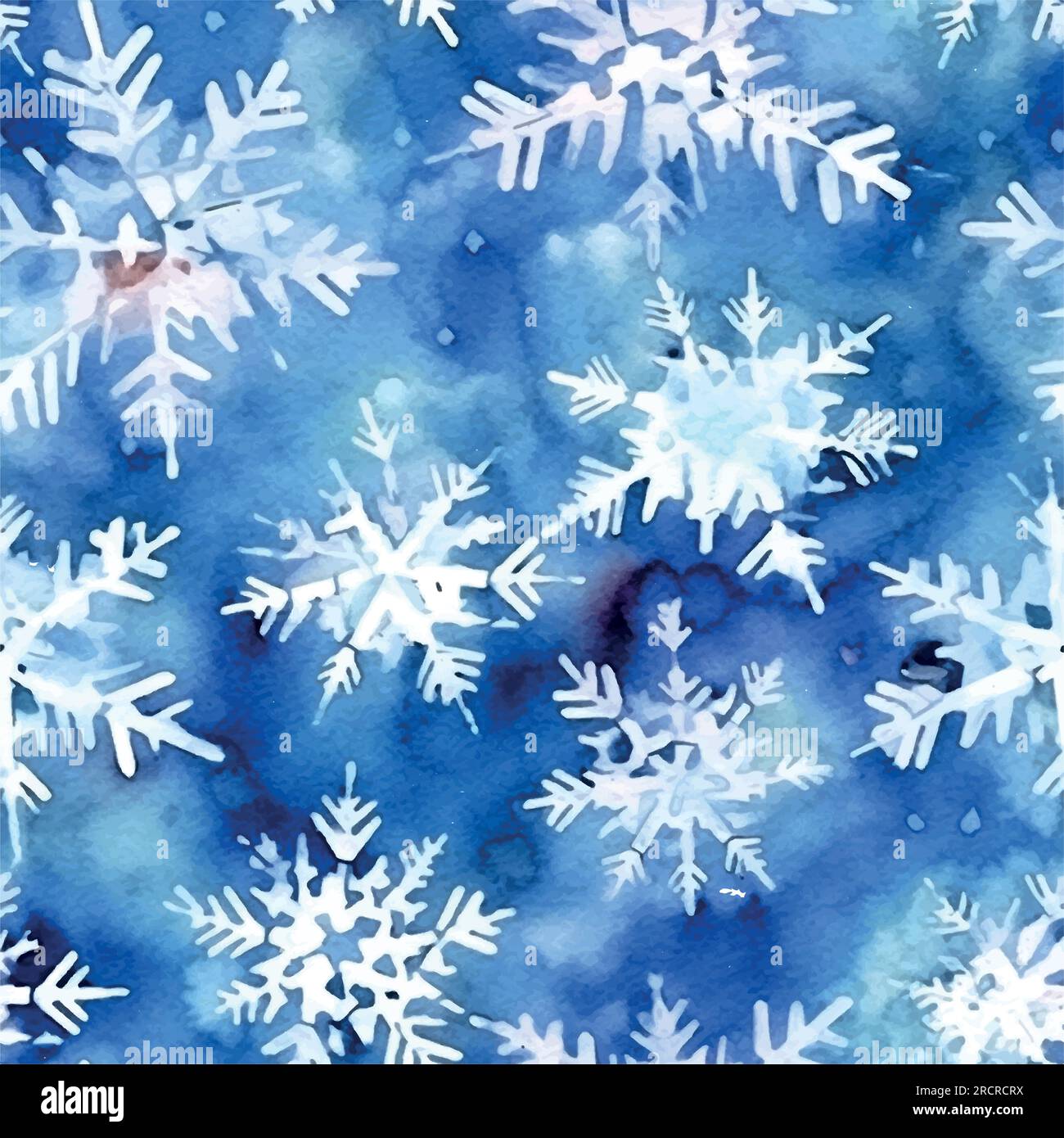 Blue snowflakes pattern watercolor in beautiful style on white ...