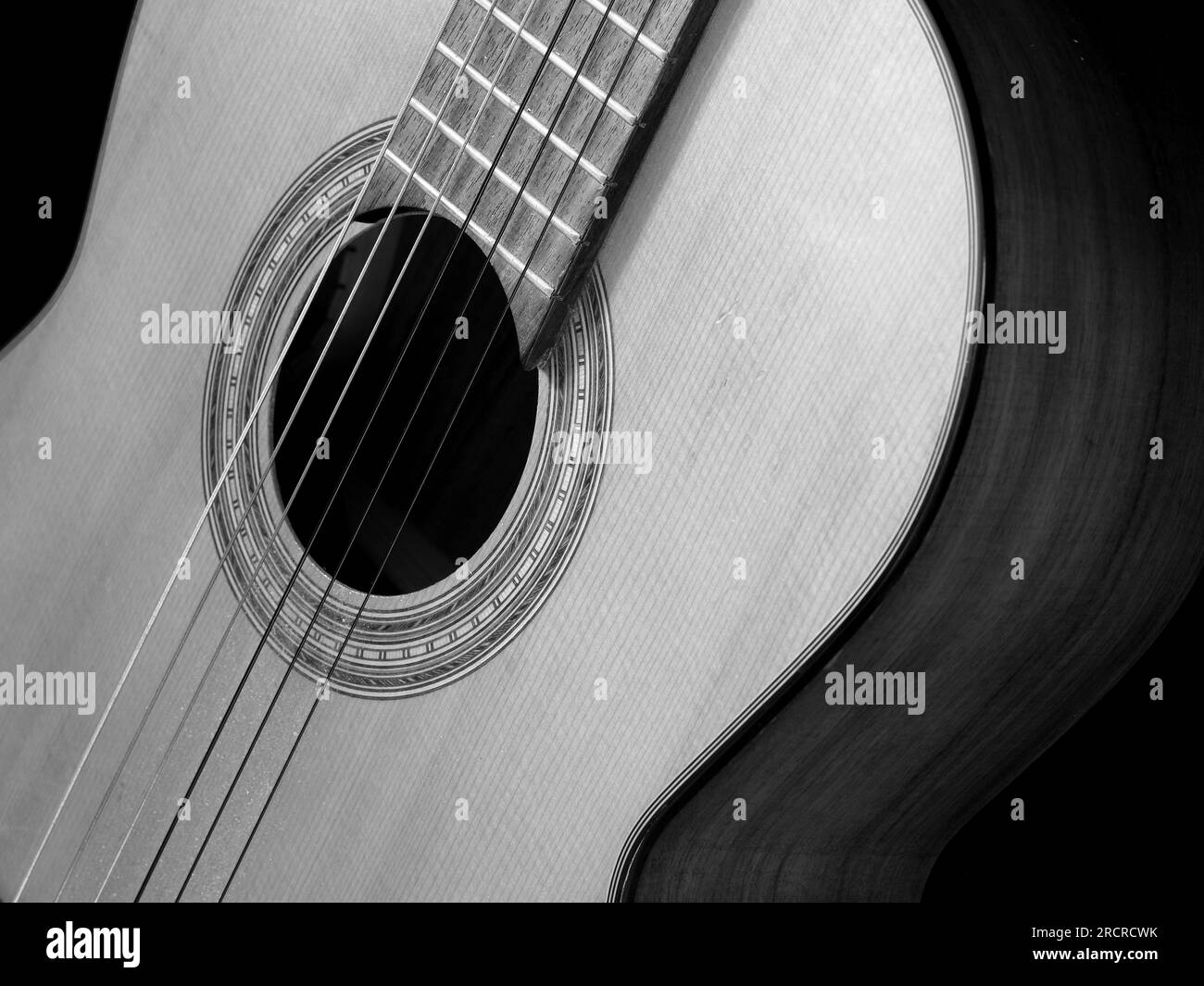 Vintage classical guitar photographed in black and white Stock Photo ...