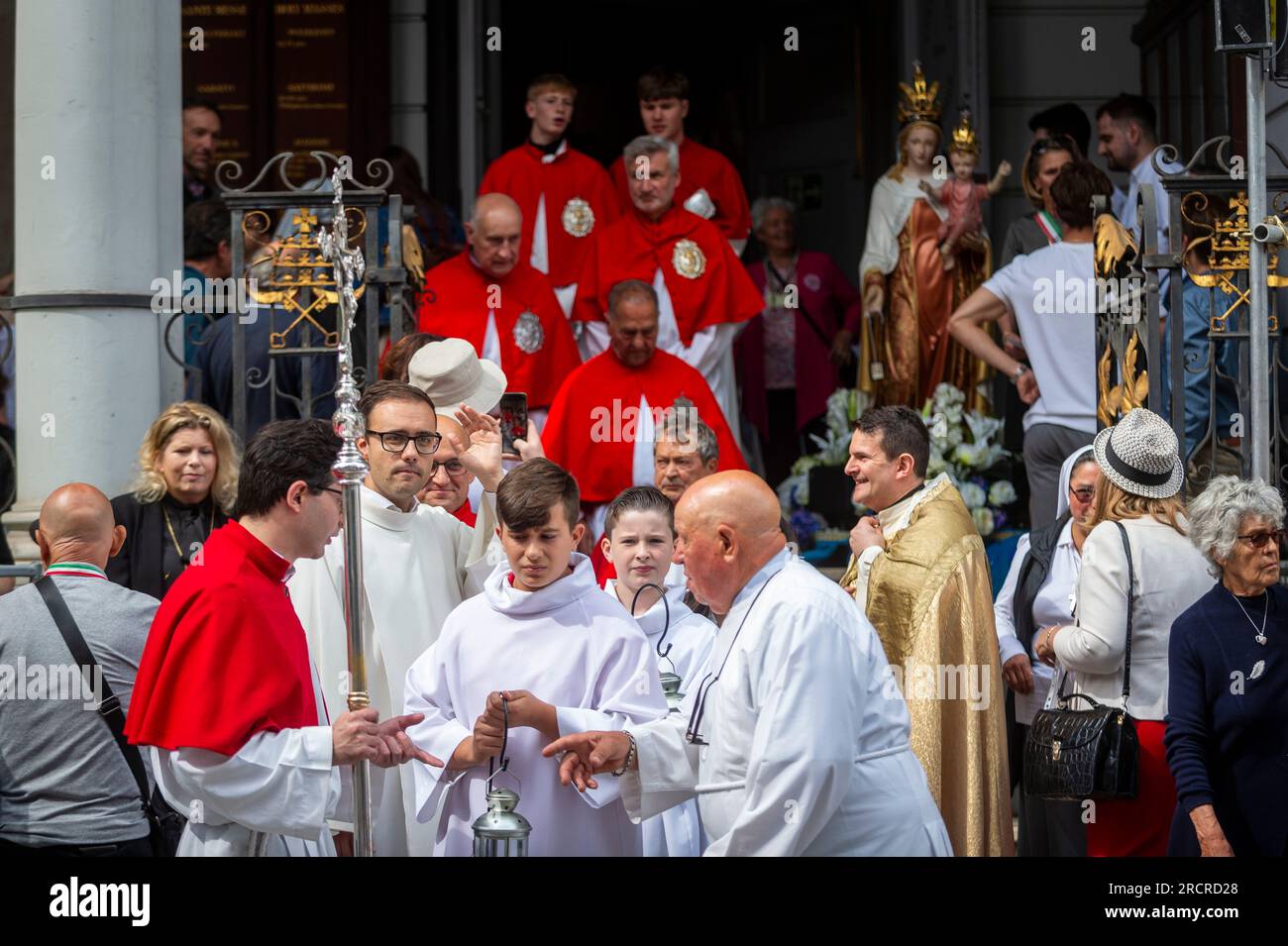 London, UK. 16 July 2023. Priests and clergy on the steps of St Peter's ...