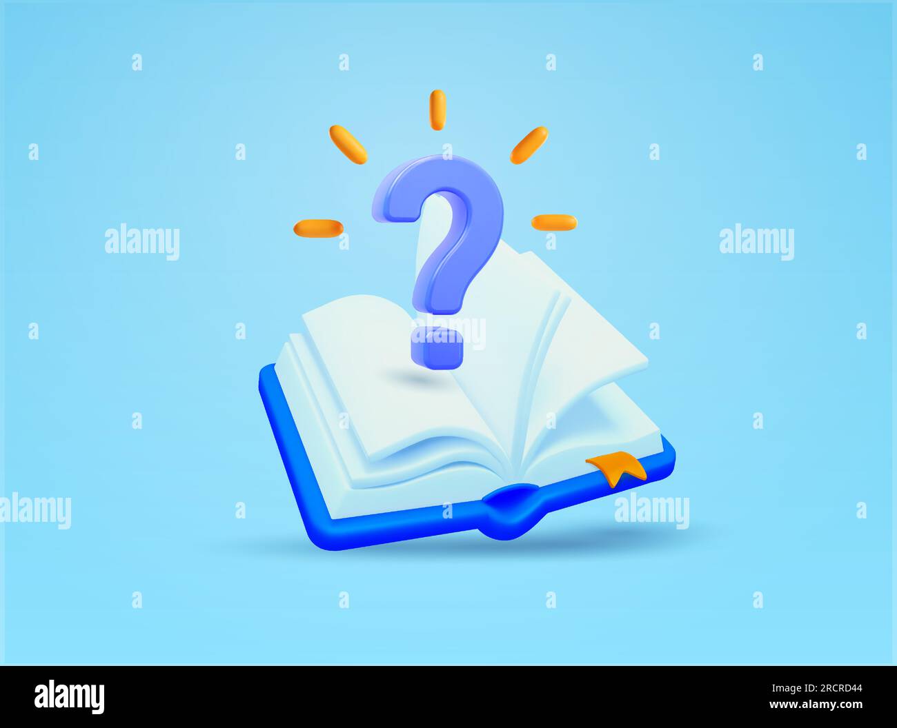 3d opened book with question mark, bulb effect, isolated on background ...