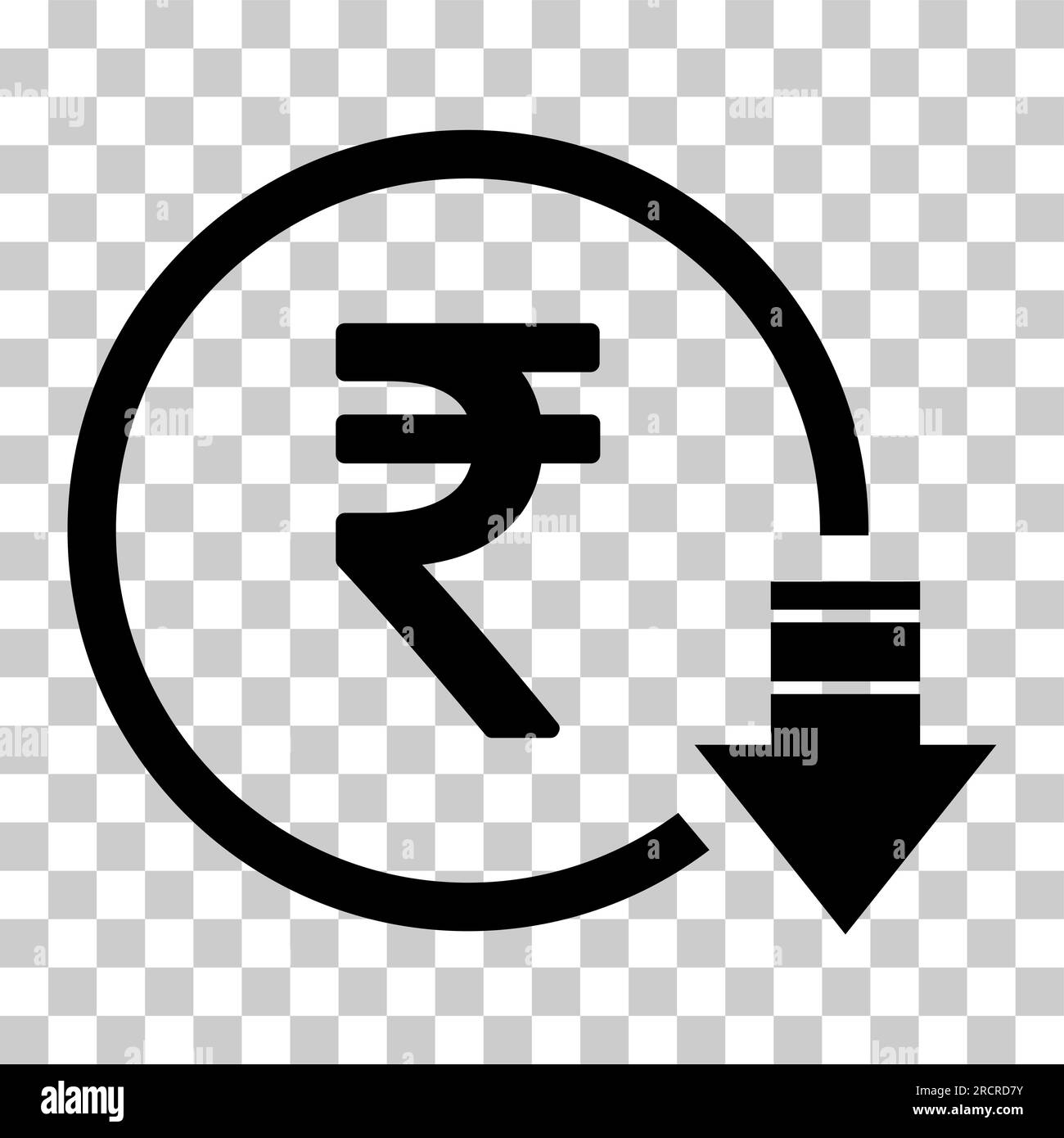 Cost Reduction Decrease Rupee Icon Vector Symbol Isolated On