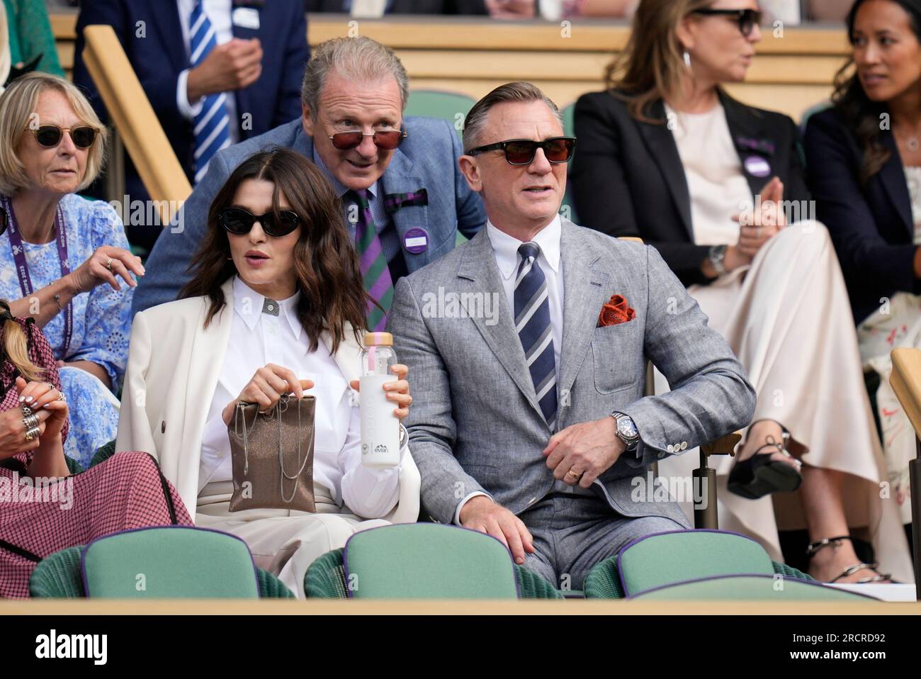 Actor Daniel Craig and his wife, actor Rachel Weisz sit in the Royal ...