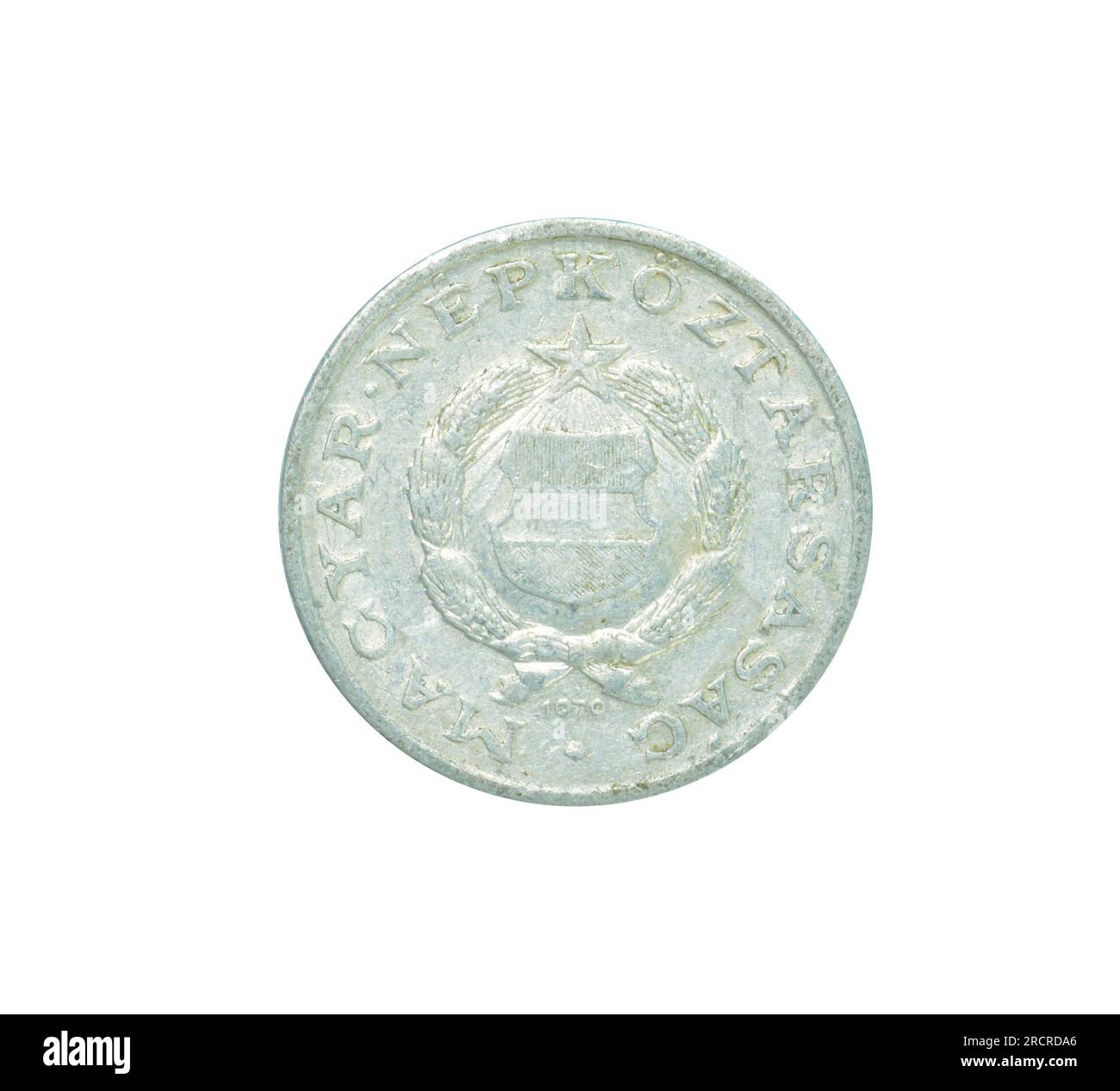 One forint coin made by Hungary, that shows Coat of Arms Stock Photo ...