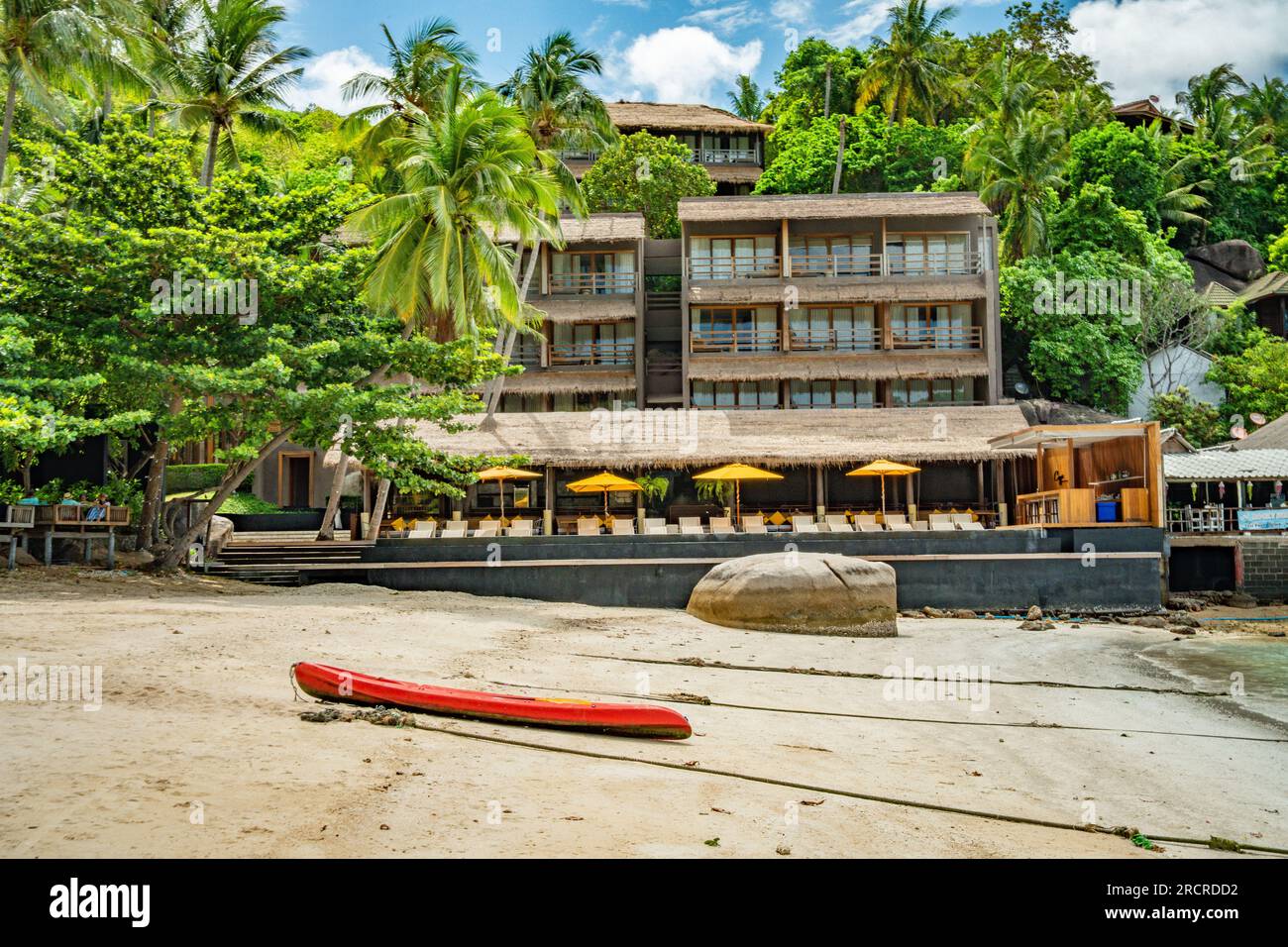 View of Haad Tien Beach resort in shark bay, koh Tao, Thailand Stock ...