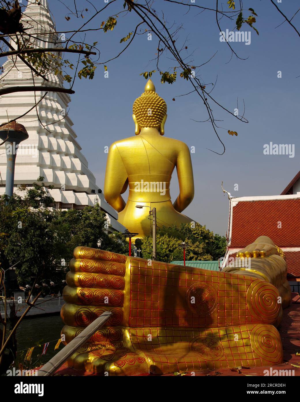 Big Buddha statue by the Chao Phraya River. Iconic temple in Bangkok ...