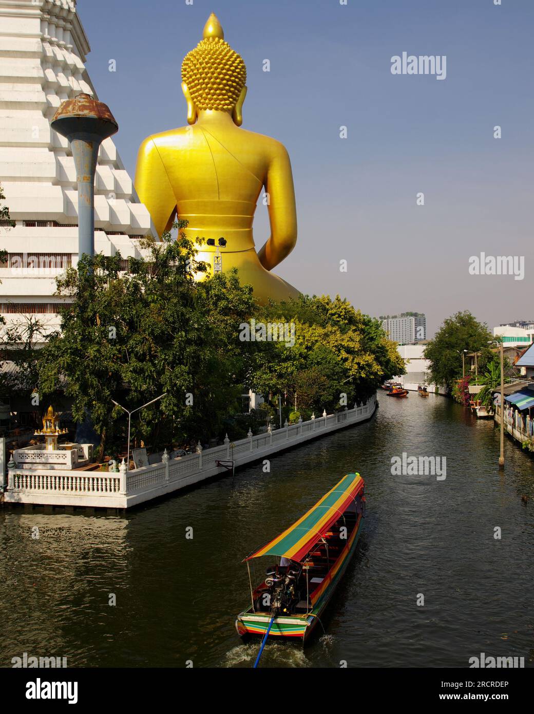Big Buddha statue by the Chao Phraya River. Iconic temple in Bangkok ...