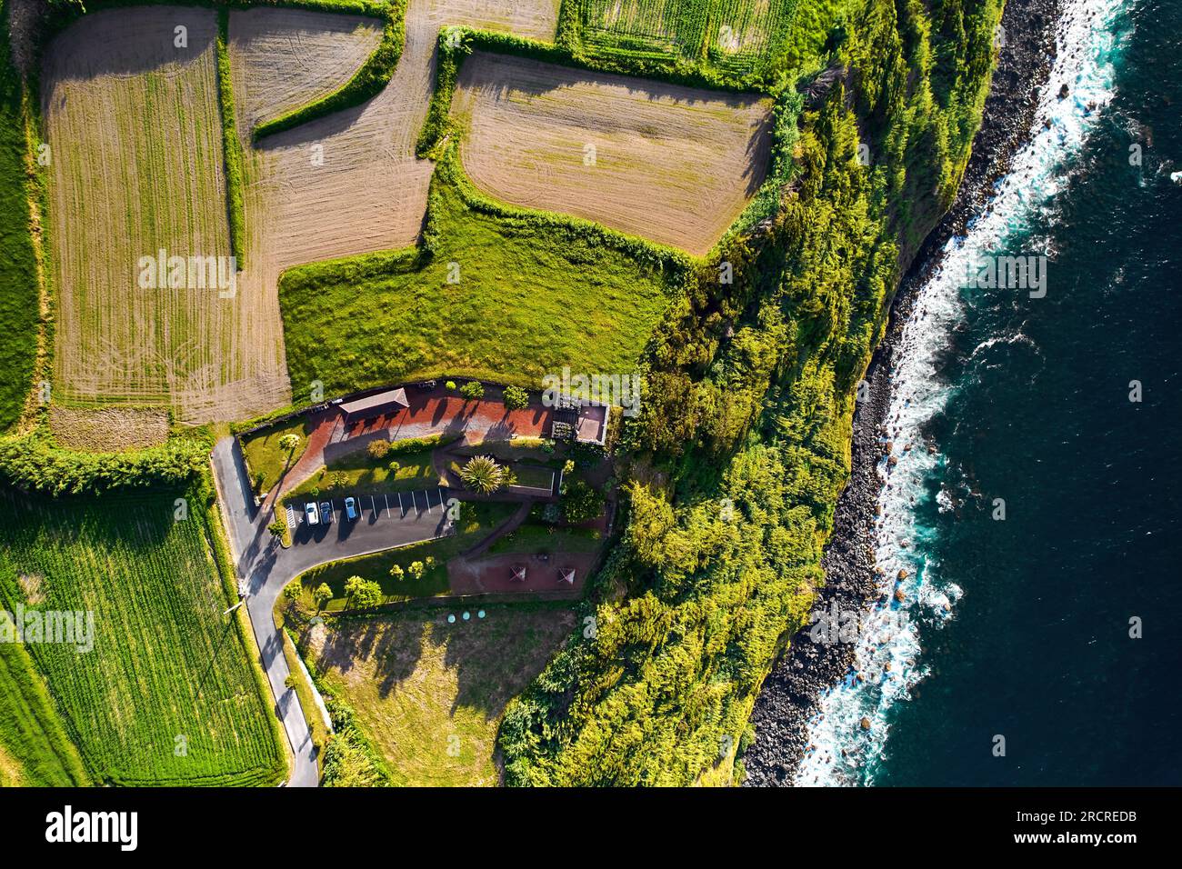 Aerial shot, drone point of view picturesque nature with green ...