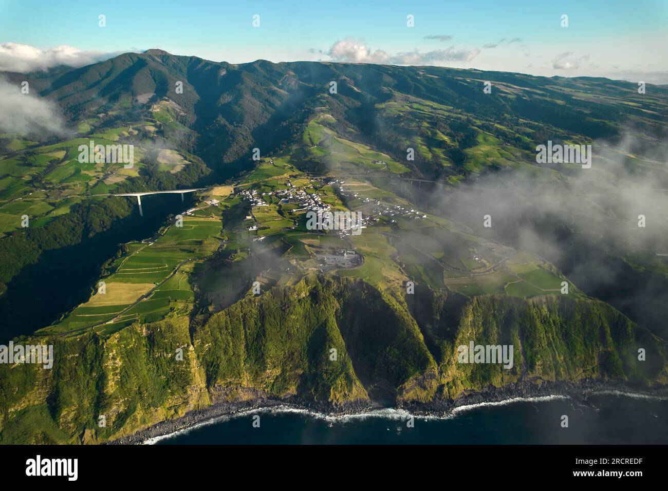 Aerial shot, drone point of view picturesque nature with green ...