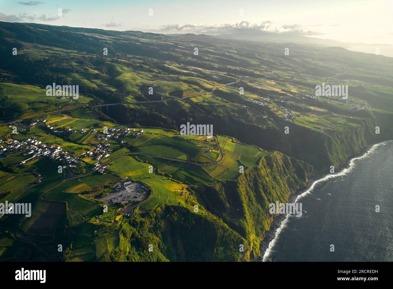 Aerial shot, drone point of view picturesque nature with green ...