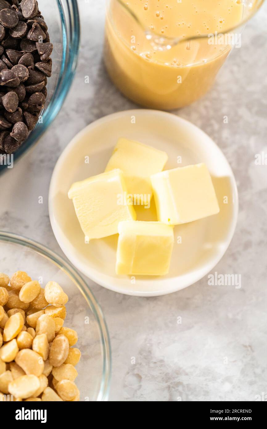 Chocolate macadamia fudge Stock Photo - Alamy