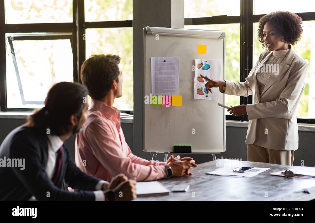 Multiracial colleagues gathering in boardroom, brainstorming, have presentation Stock Photo - Alamy