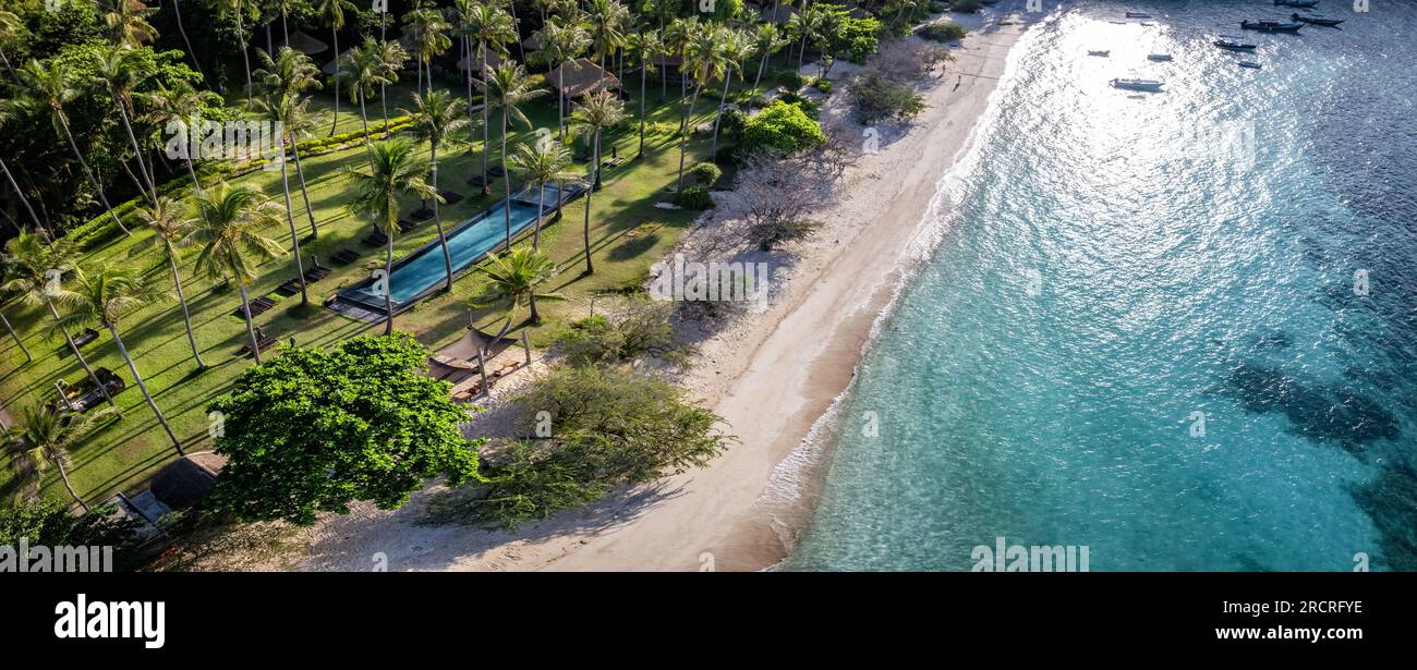 Aerial view of Haad Tien Beach in shark bay, koh Tao, Thailand Stock ...