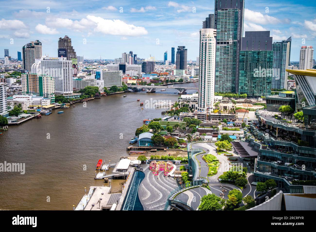 Aerial view of Icon Siam mall on the chao phraya river in khlong san ...