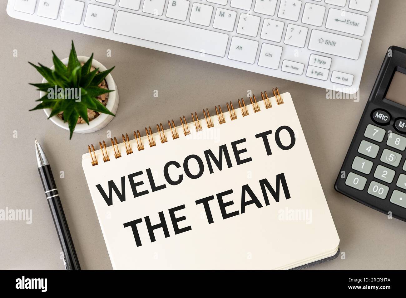 Welcome to the team, Welcome lettering on the desk, Business concept ...