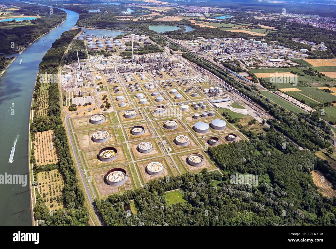 16 July 2023, Baden-Württemberg, Karlsruhe: Aerial view, taken from an ...