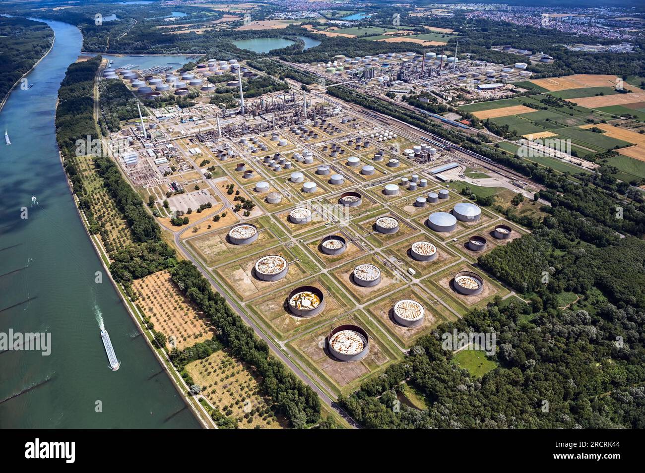 16 July 2023, Baden-Württemberg, Karlsruhe: Aerial view, taken from an ...