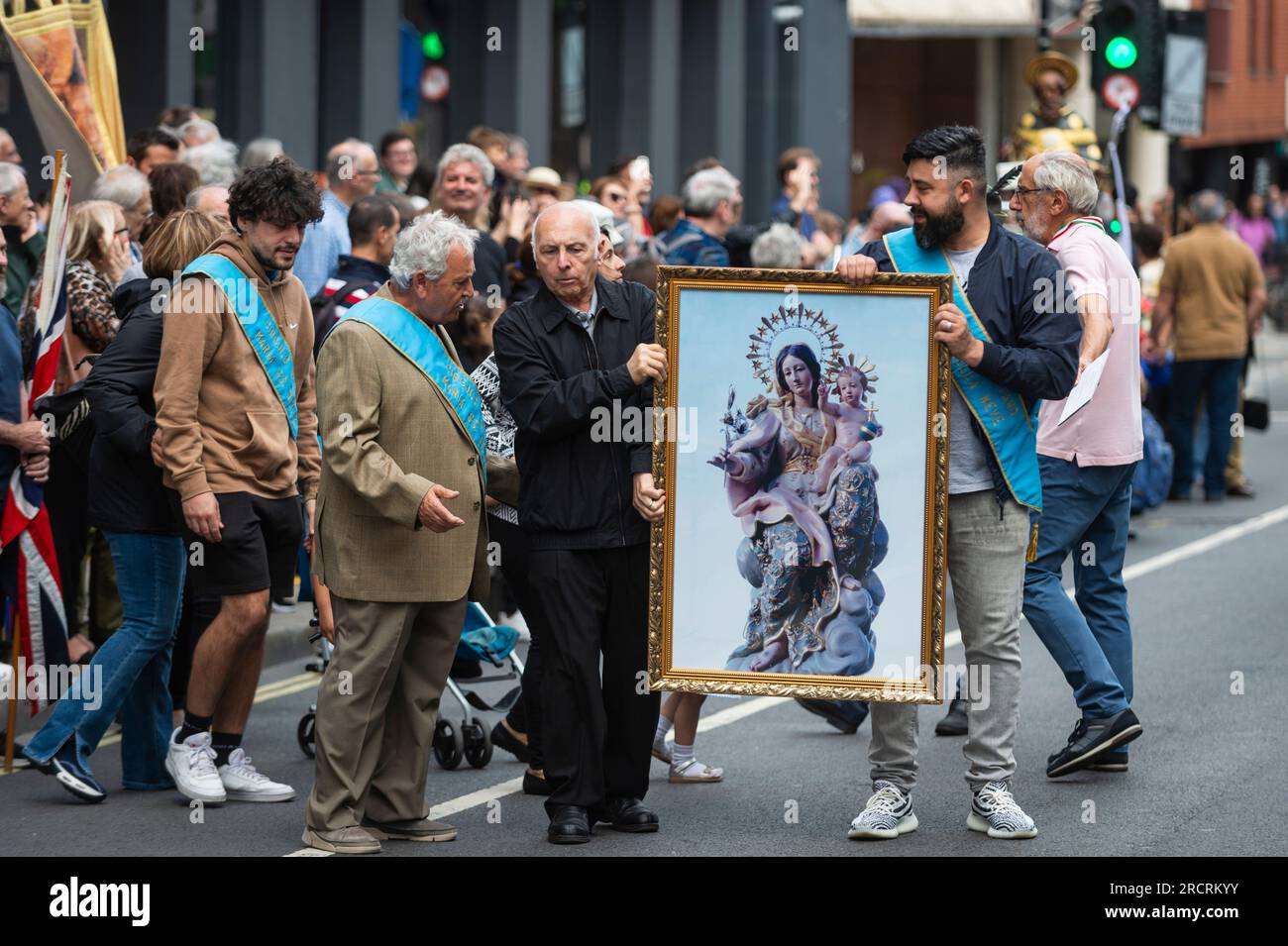 London, UK. 16 July 2023. People take part in the Procession of Our ...