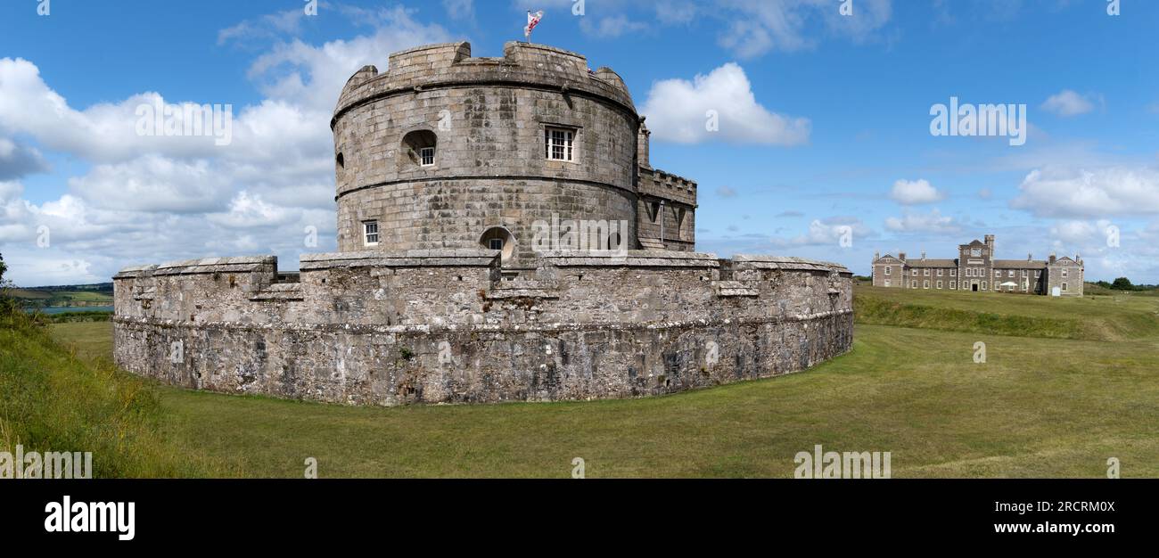 PENDENNIS CASTLE, FALMOUTH, CORNWALL, UK - JULY 5, 2023. A landscape ...