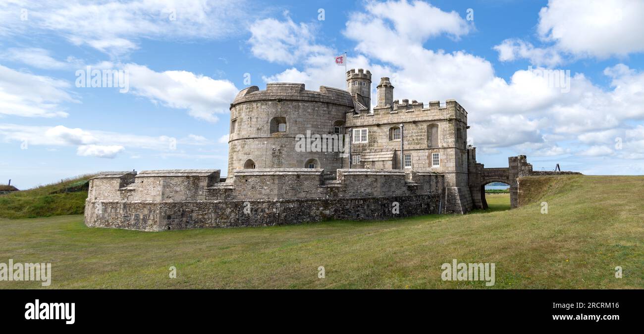 PENDENNIS CASTLE, FALMOUTH, CORNWALL, UK - JULY 5, 2023. A landscape ...