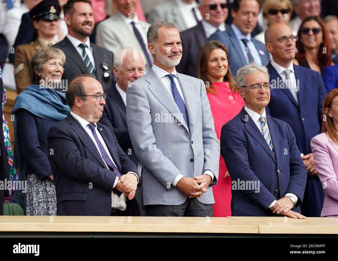 King Felipe VI of Spain (centre) in the royal box on day fourteen of ...