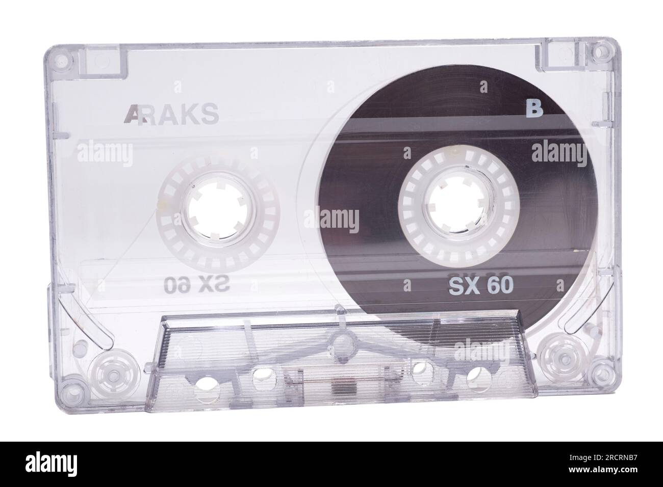 Audio cassette tape RAKS, SX 60, side B, isolated on white background ...
