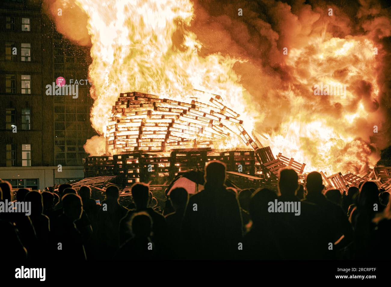 The bonfire at Sandy Row levelled to the ground after only four minutes ...