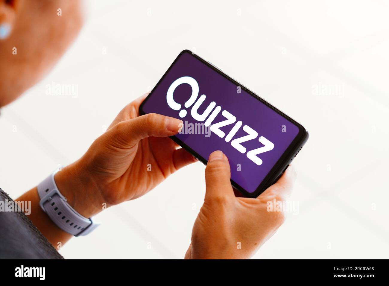 In this photo illustration, the Quizizz logo seen displayed on a ...