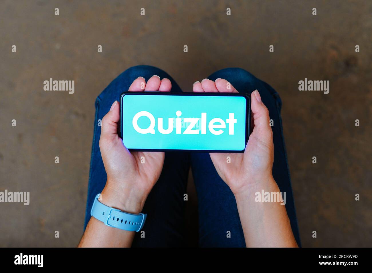 In this photo illustration, the Quizlet logo seen displayed on a ...
