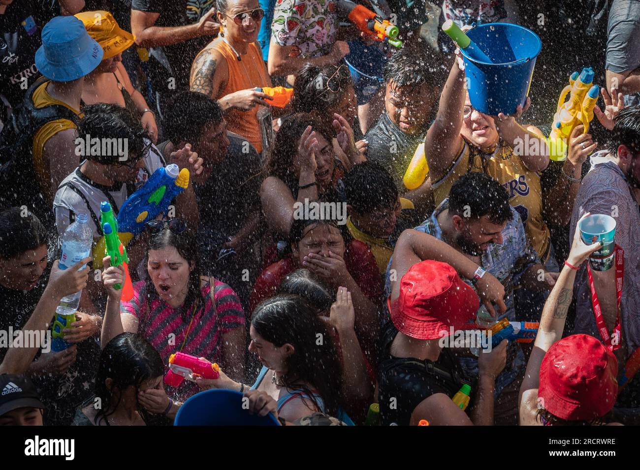 Madrid, Spain. 16th July, 2023. Revelers take part in the annual summer ...