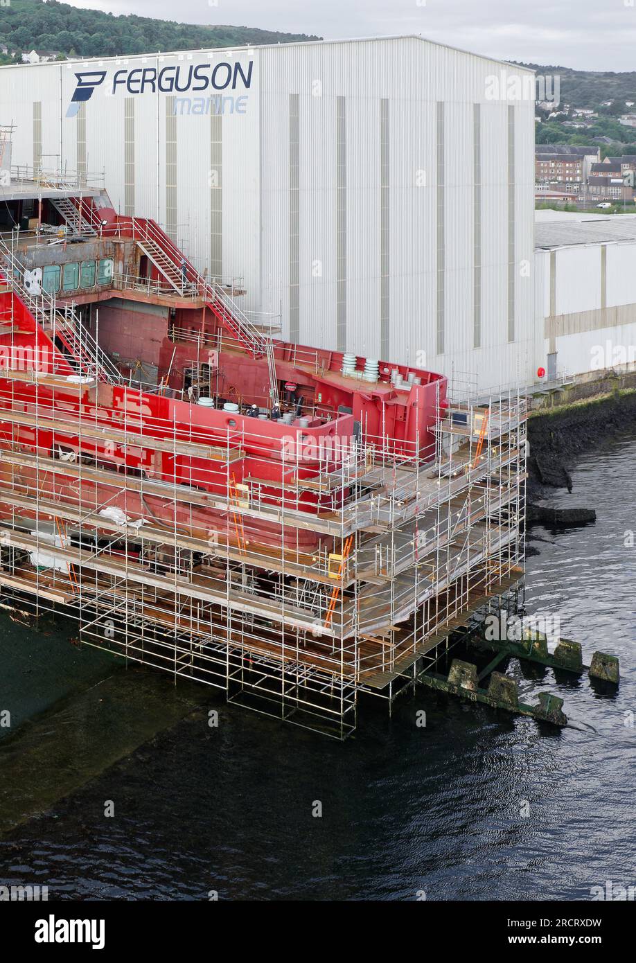 New ferry in construction in ship yard by Ferguson Marine Stock Photo ...