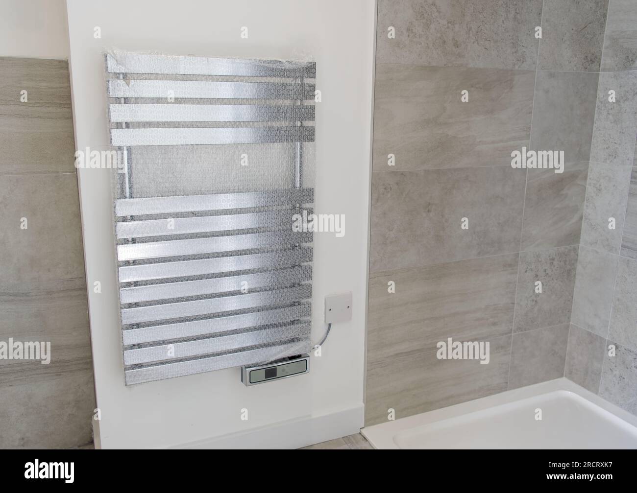 Electric rail radiator for towels fitted with a hotel with no gas Stock ...