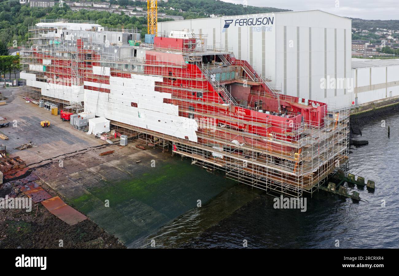 New ferry in construction in ship yard by Ferguson Marine Stock Photo ...