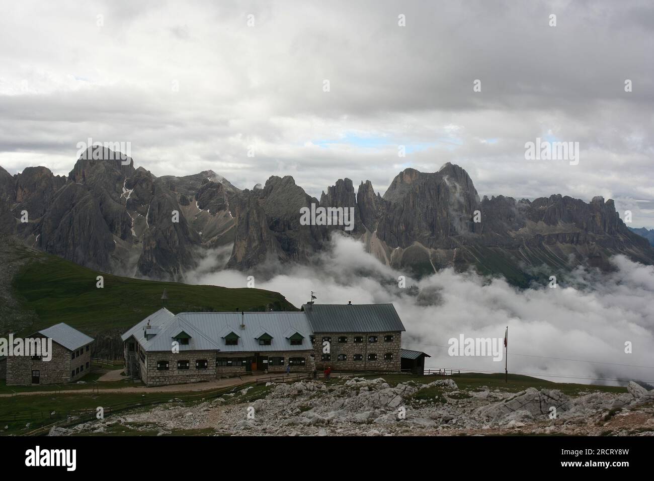 Photo of cabin in mountains, and landscapes Italian Dolomites Stock ...