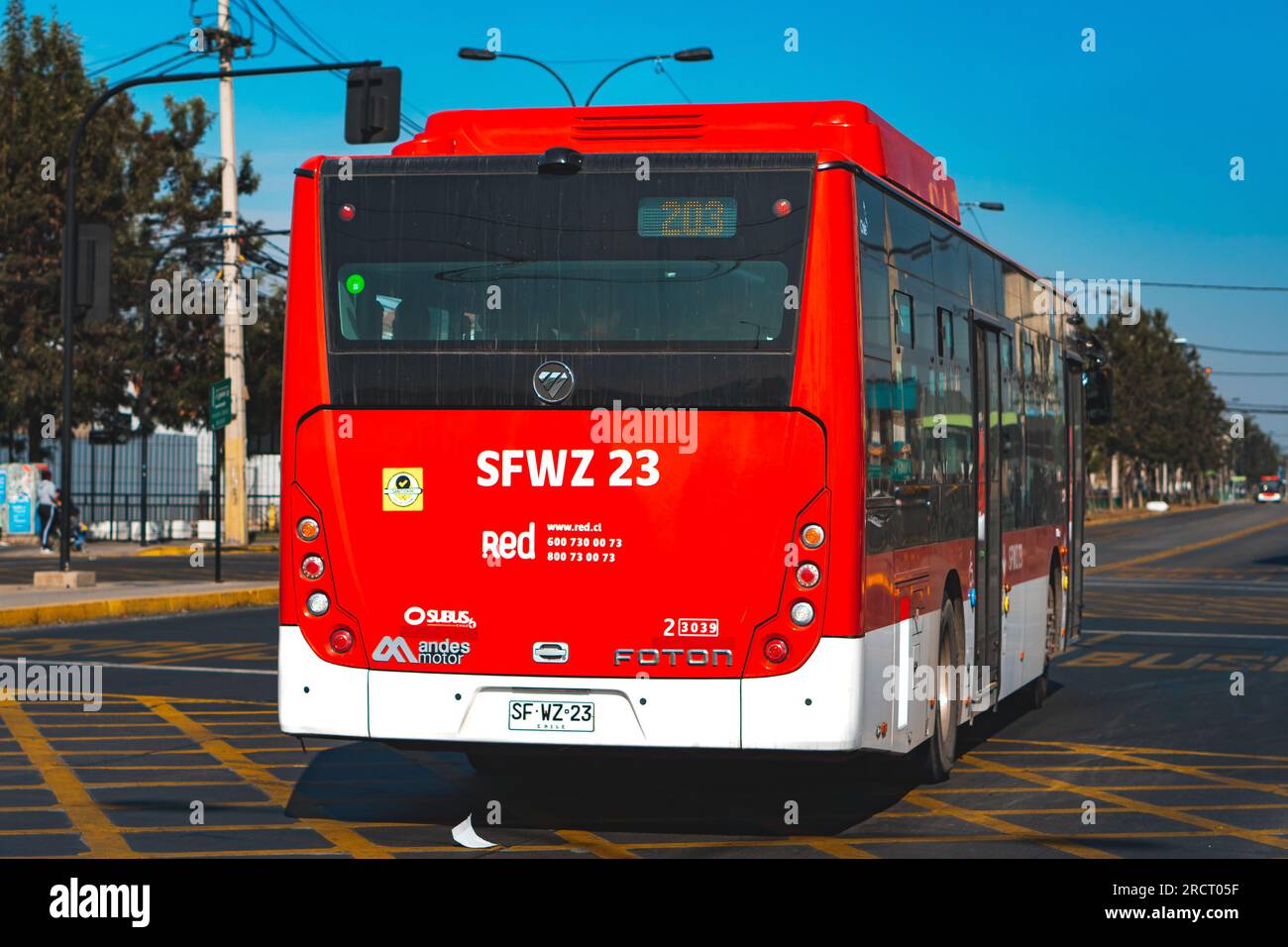 Santiago, Chile - May 09 2023: A public transport Transantiago, or Red ...