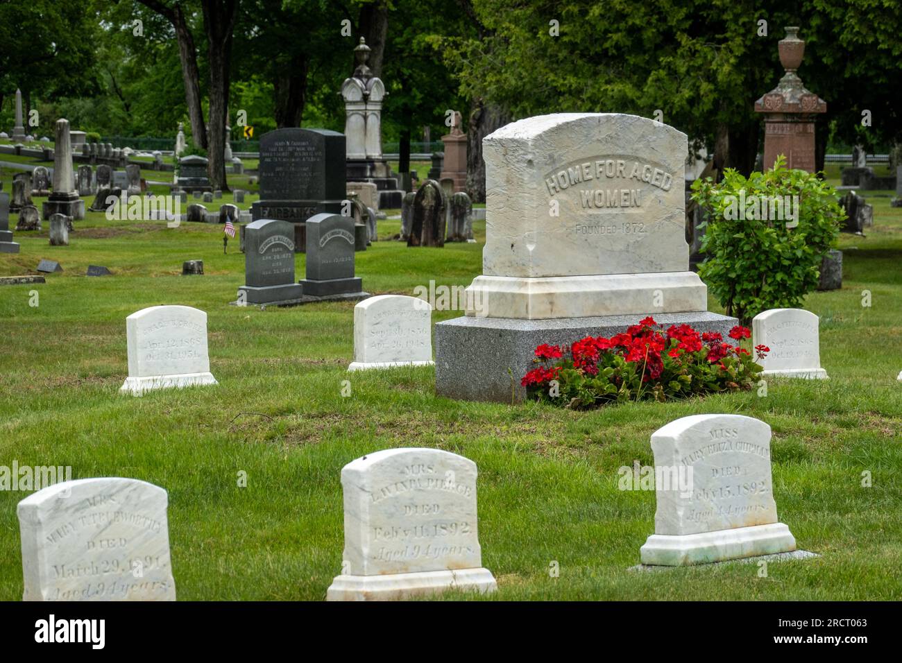 tombstone for the Home for aged women at the Mount Hope Cemetery in ...