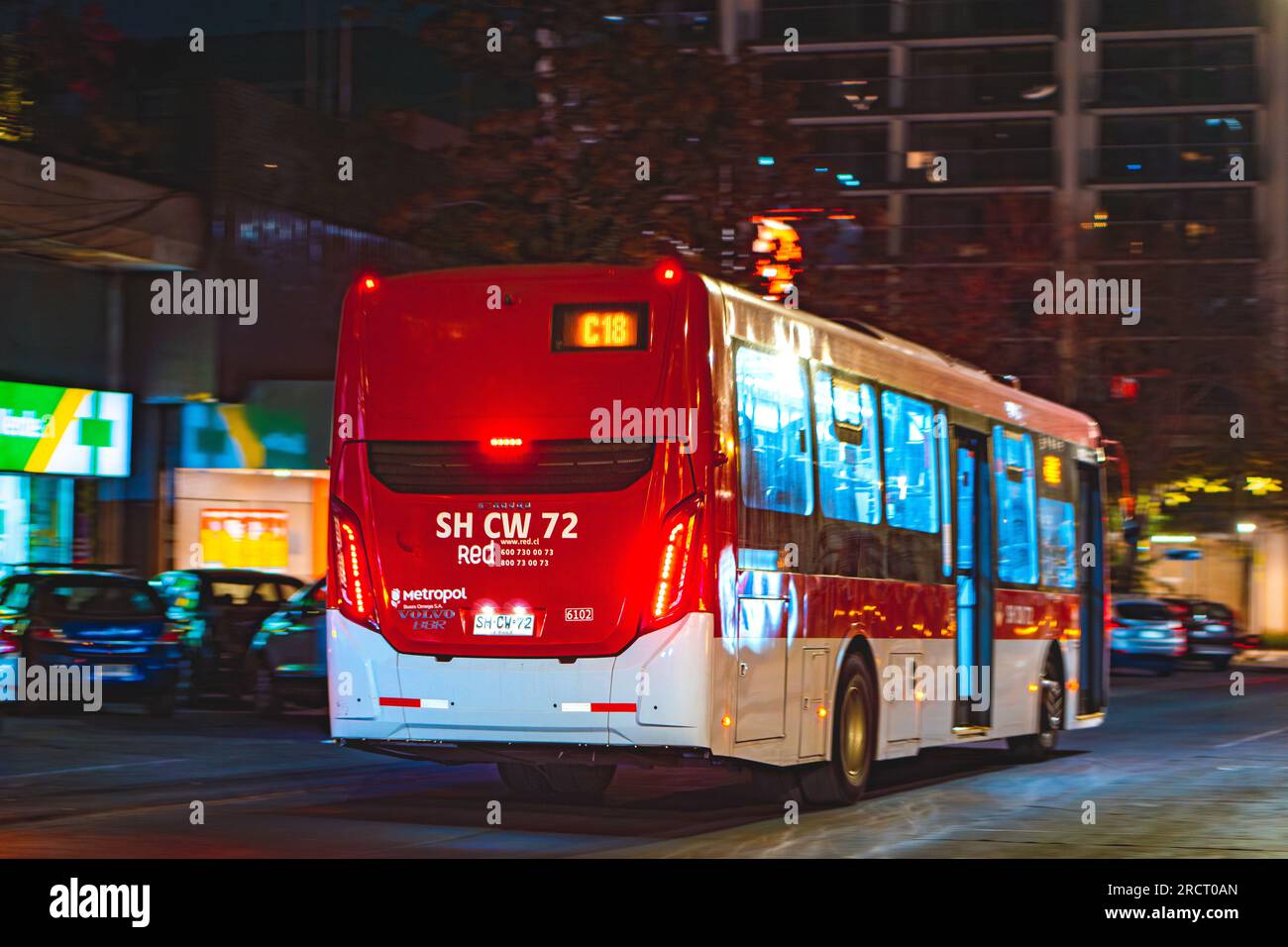 Santiago, Chile - May 09 2023: A public transport Transantiago, or Red ...