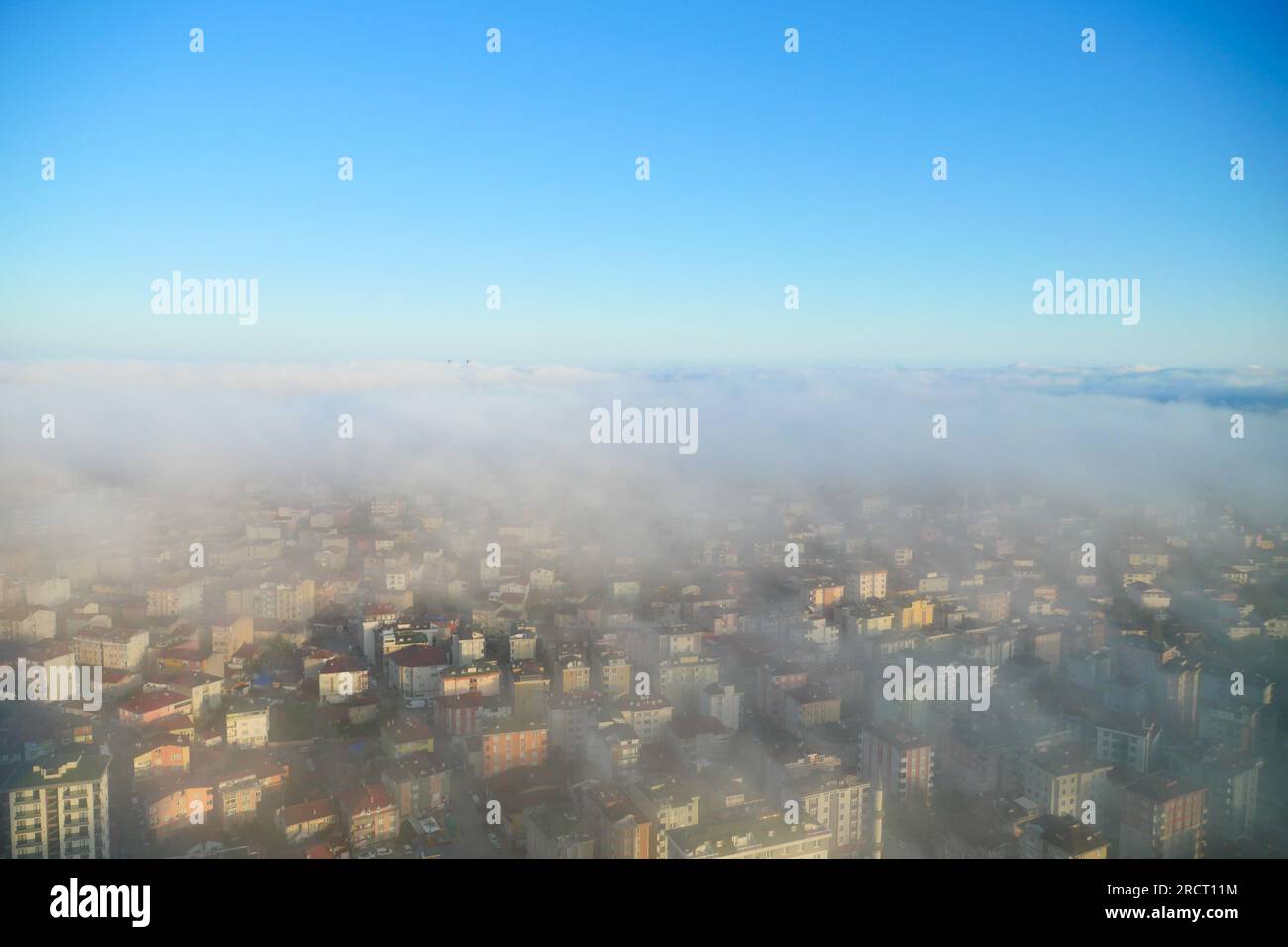Rare early morning winter fog above the Istanbul city skyline a Stock ...