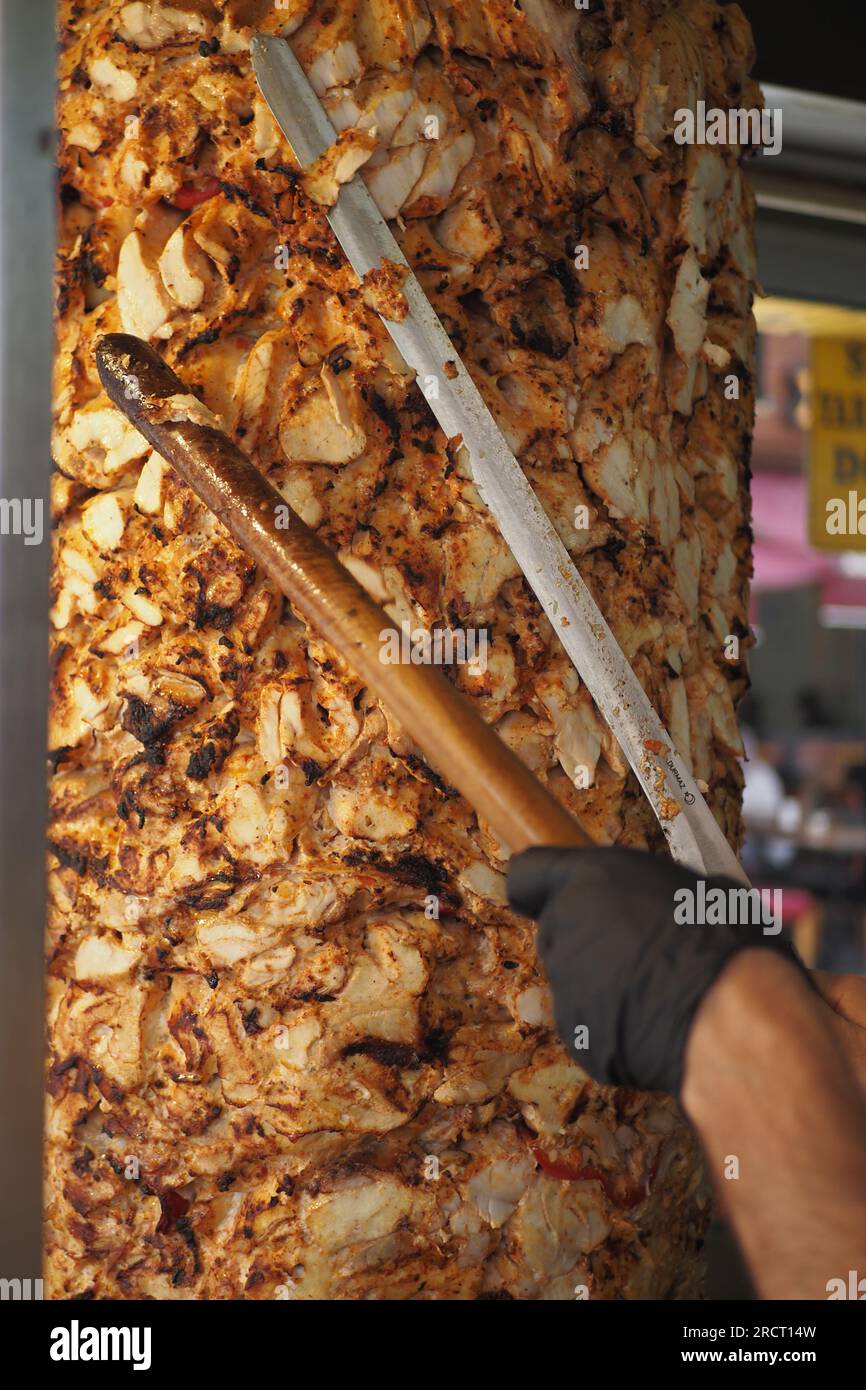 rotating traditional gyros meat close up Stock Photo - Alamy