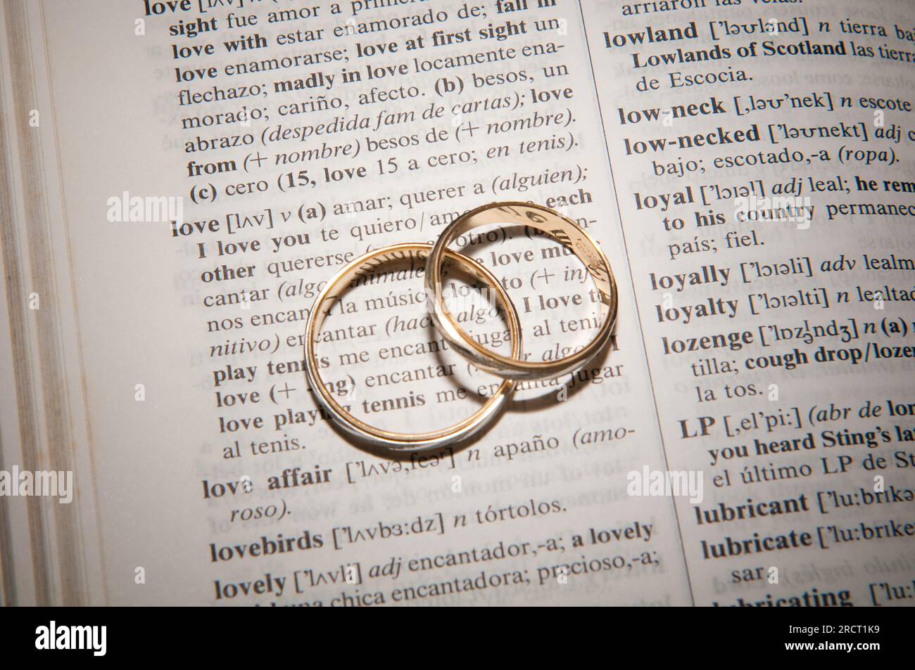 Word LOVE next to rings Stock Photo - Alamy