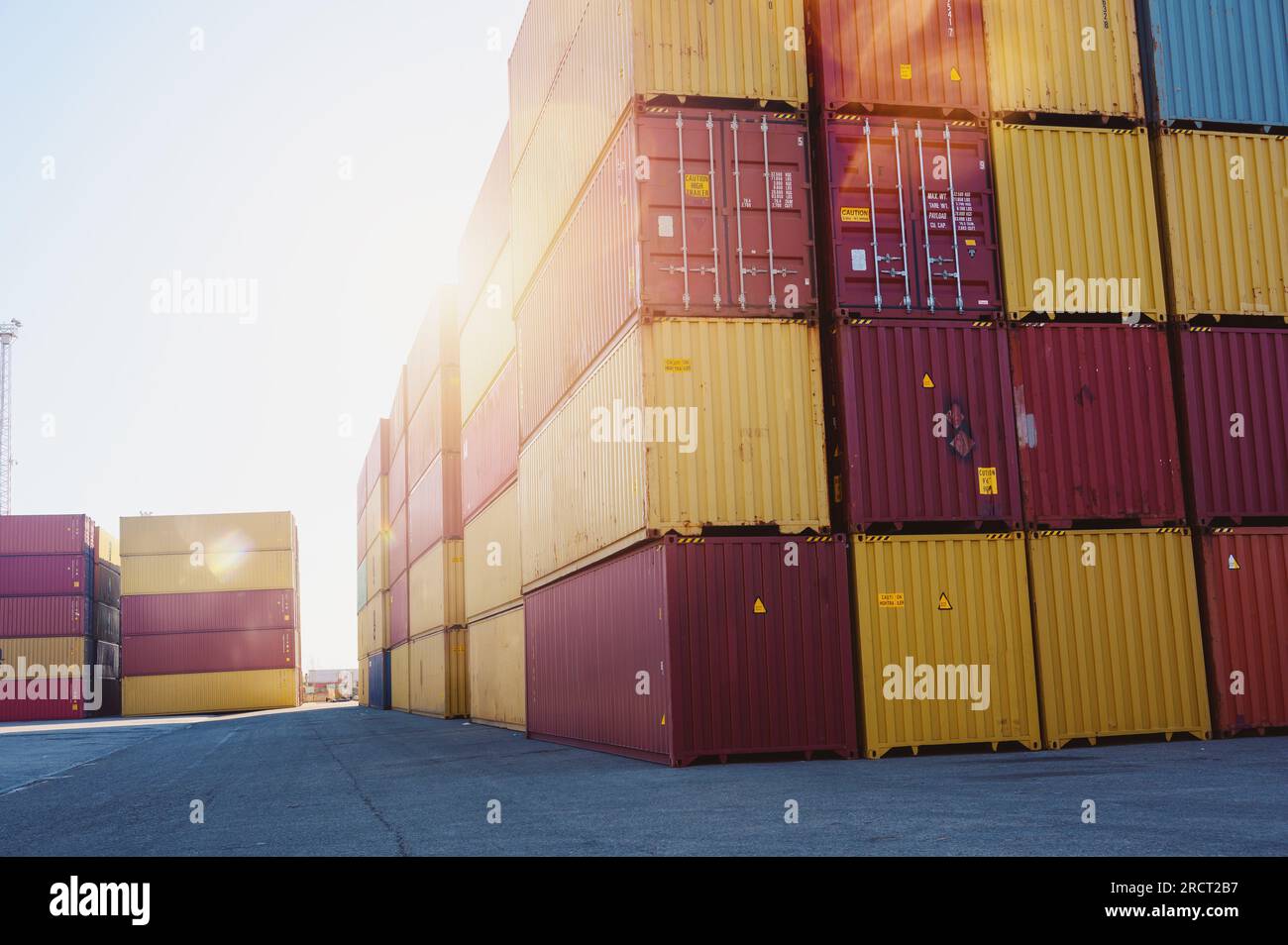 Cargo container at the port ready to travel Stock Photo - Alamy