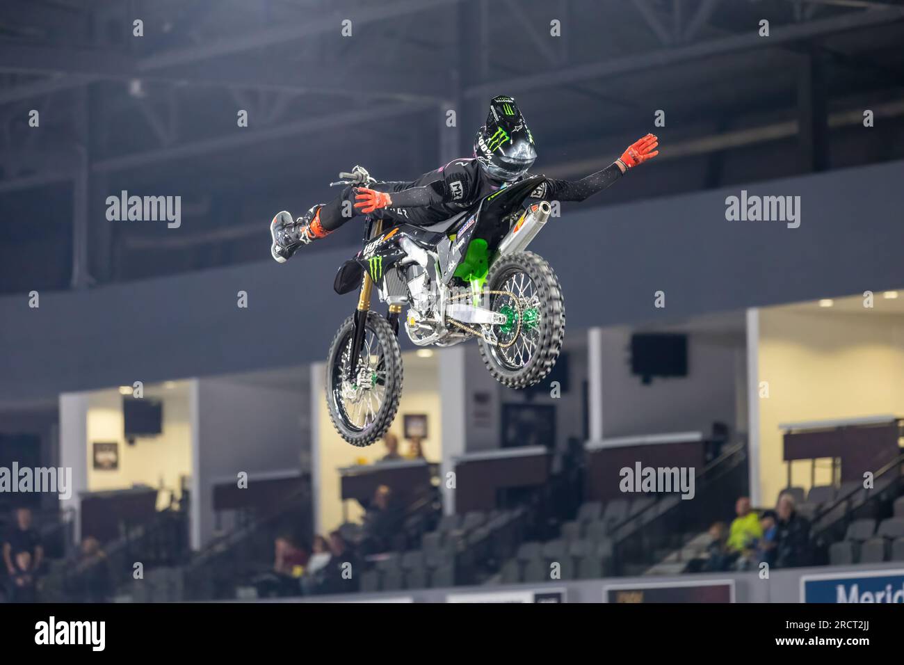 World class FMX motocross riders doing stunts in Ontario Canada Stock ...