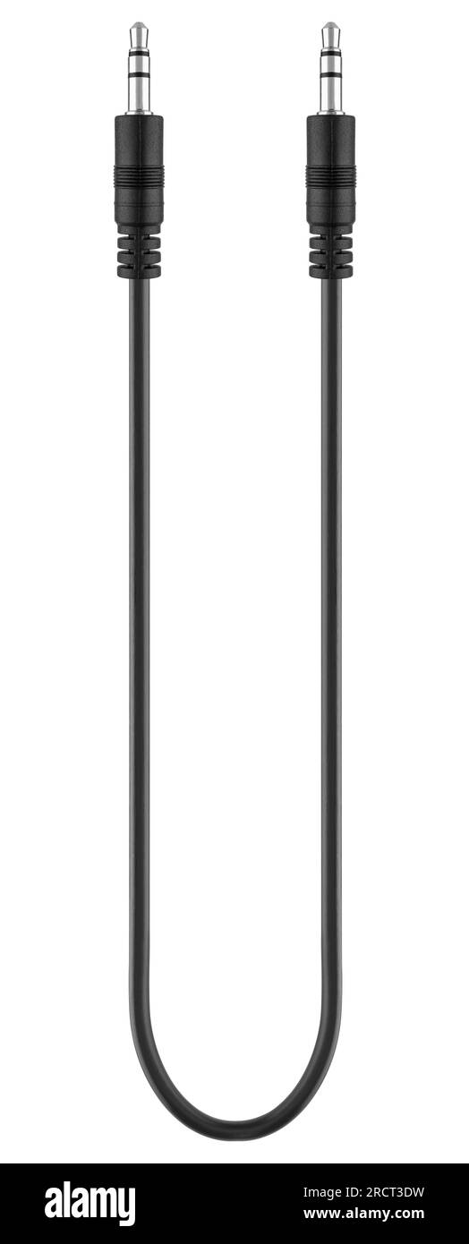 Cable with 3.5mm audio connector insulated on white background Stock ...