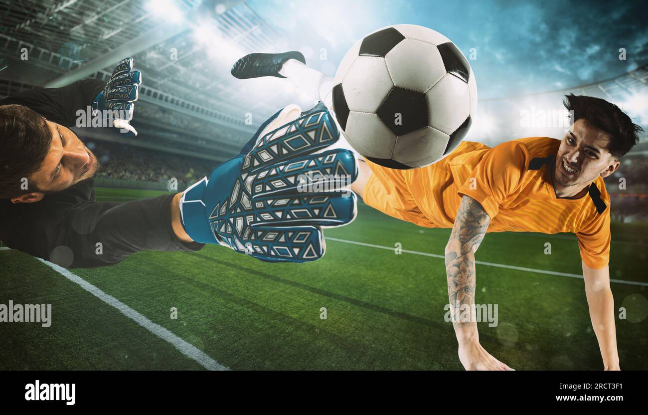 Goalkeeper trying catch football hi-res stock photography and images ...