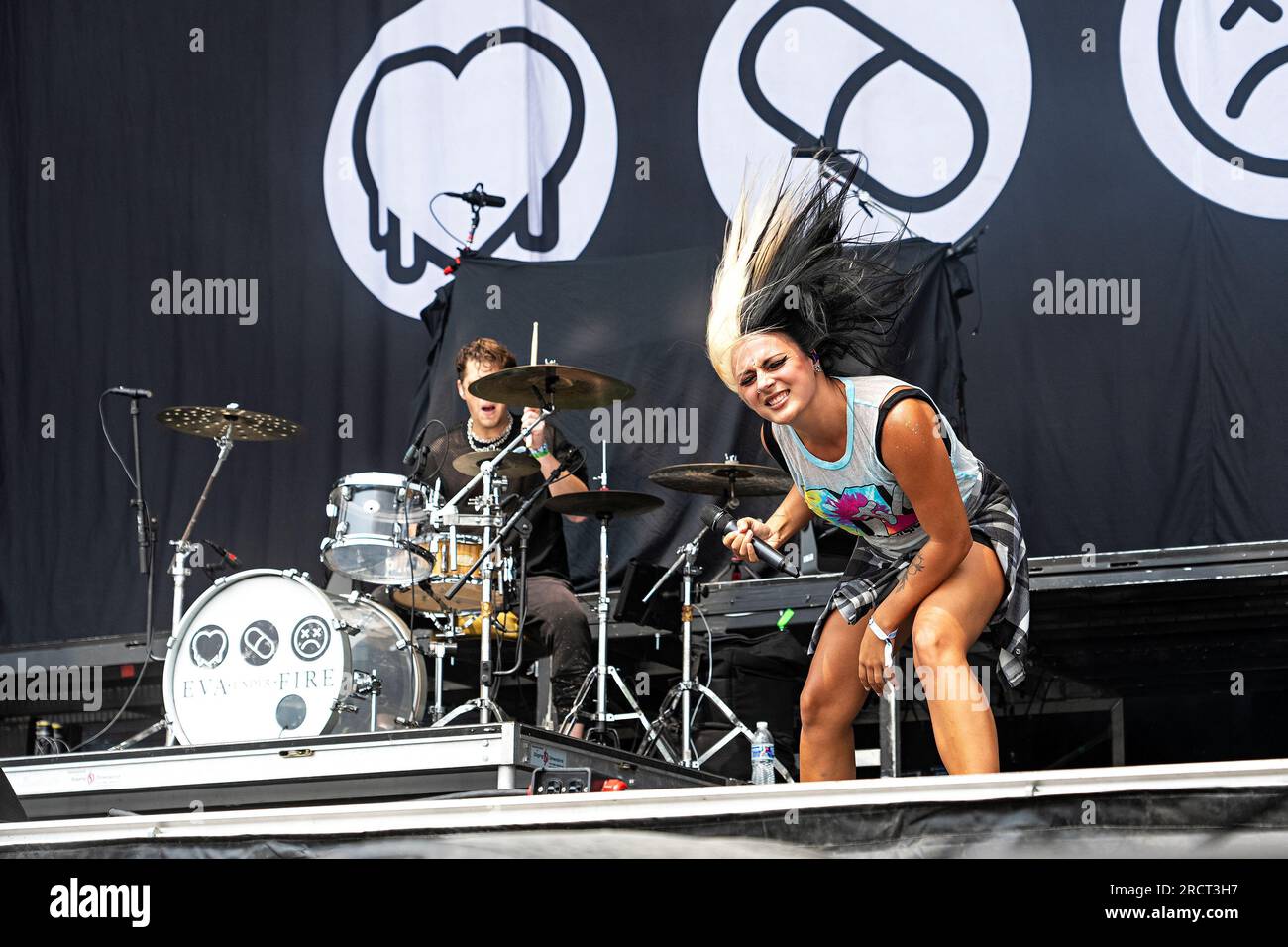 Amanda "Eva Marie" Lyberg of Eva Under Fire performs at Inkcarceration ...