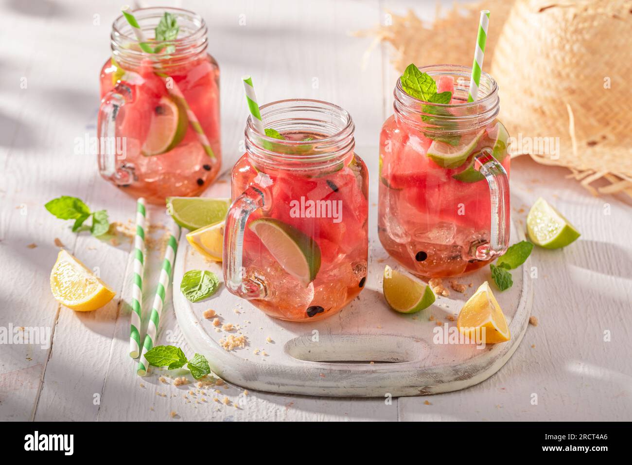 Cold lemonade as a chilled cold drink. Seasonal fruit lemonade Stock ...